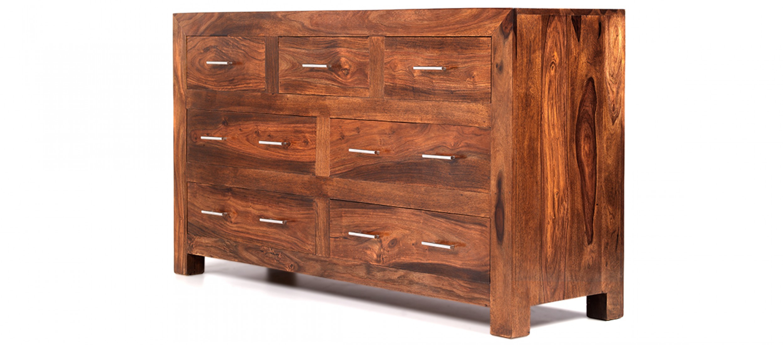Cube Sheesham 7 Drawer Chest of Drawers | Quercus Living