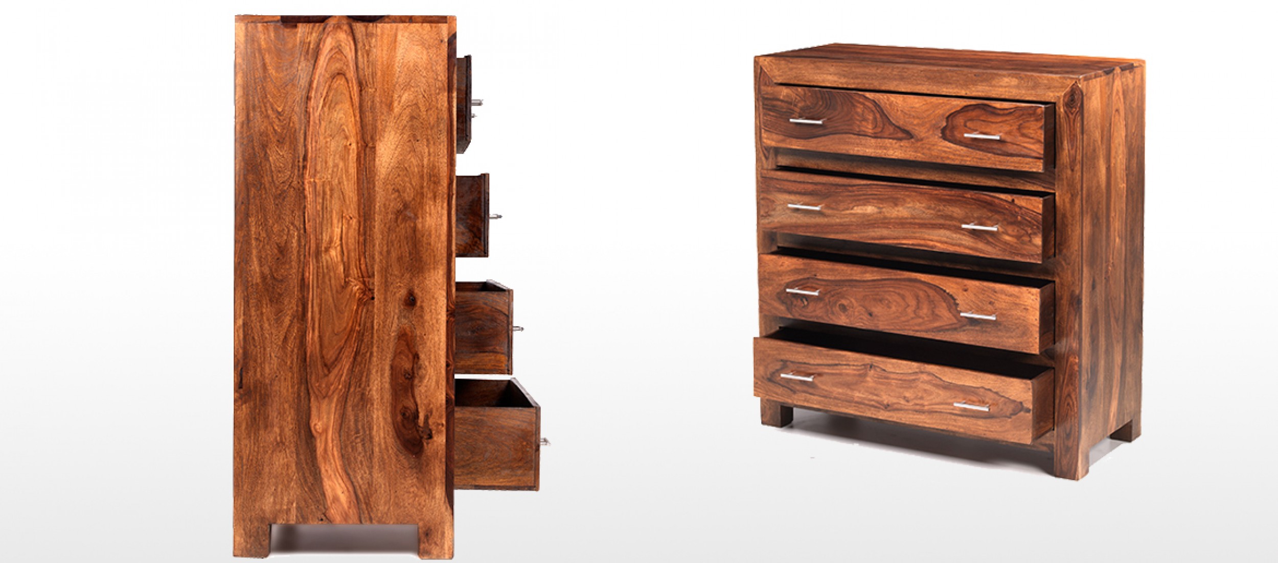 Cube Sheesham 4 Drawer Chest of Drawers | Quercus Living