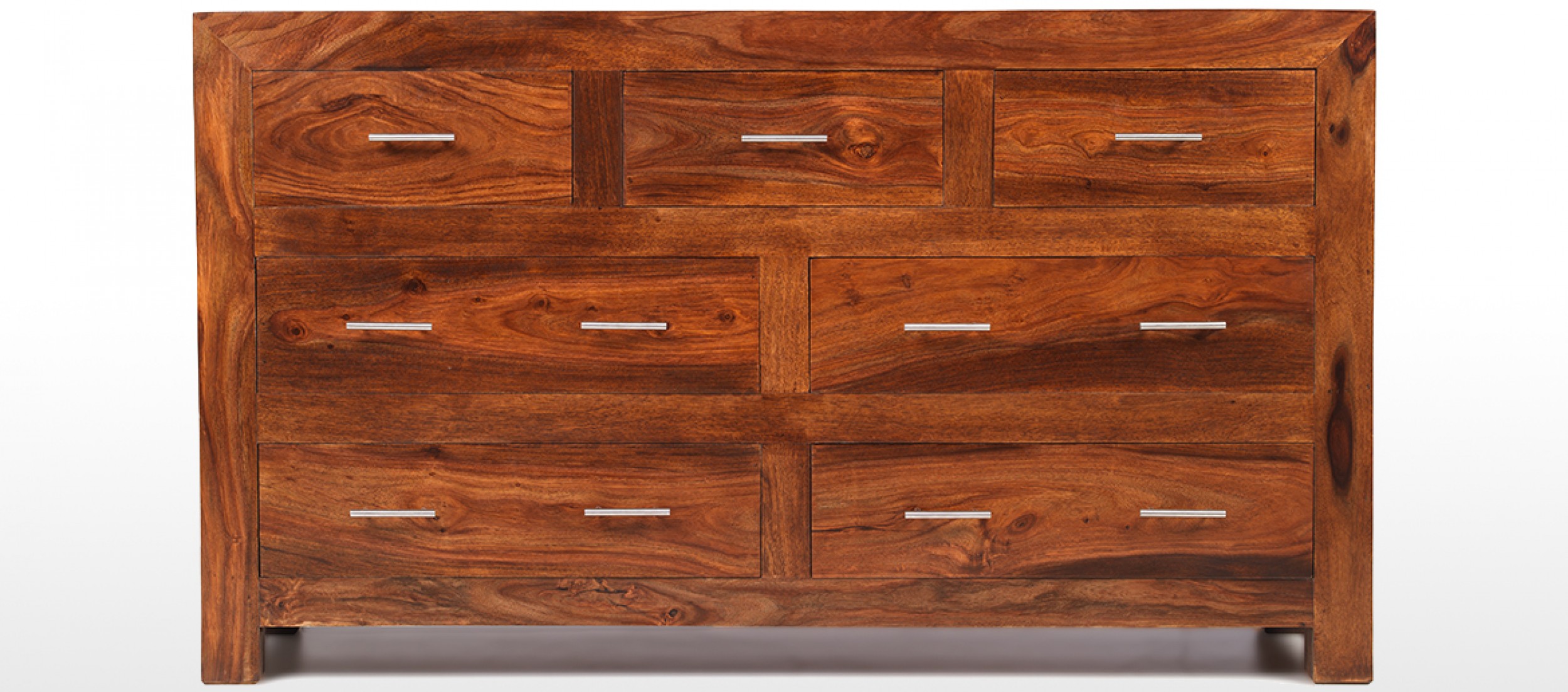 Cube Sheesham 7 Drawer Chest of Drawers | Quercus Living