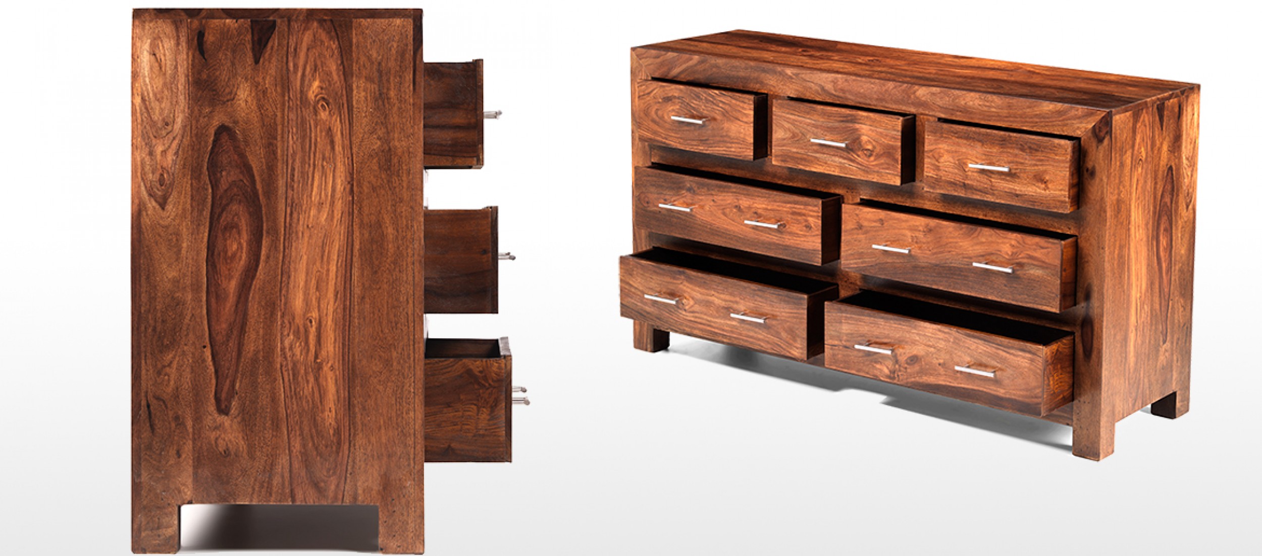 Cube Sheesham 7 Drawer Chest of Drawers | Quercus Living