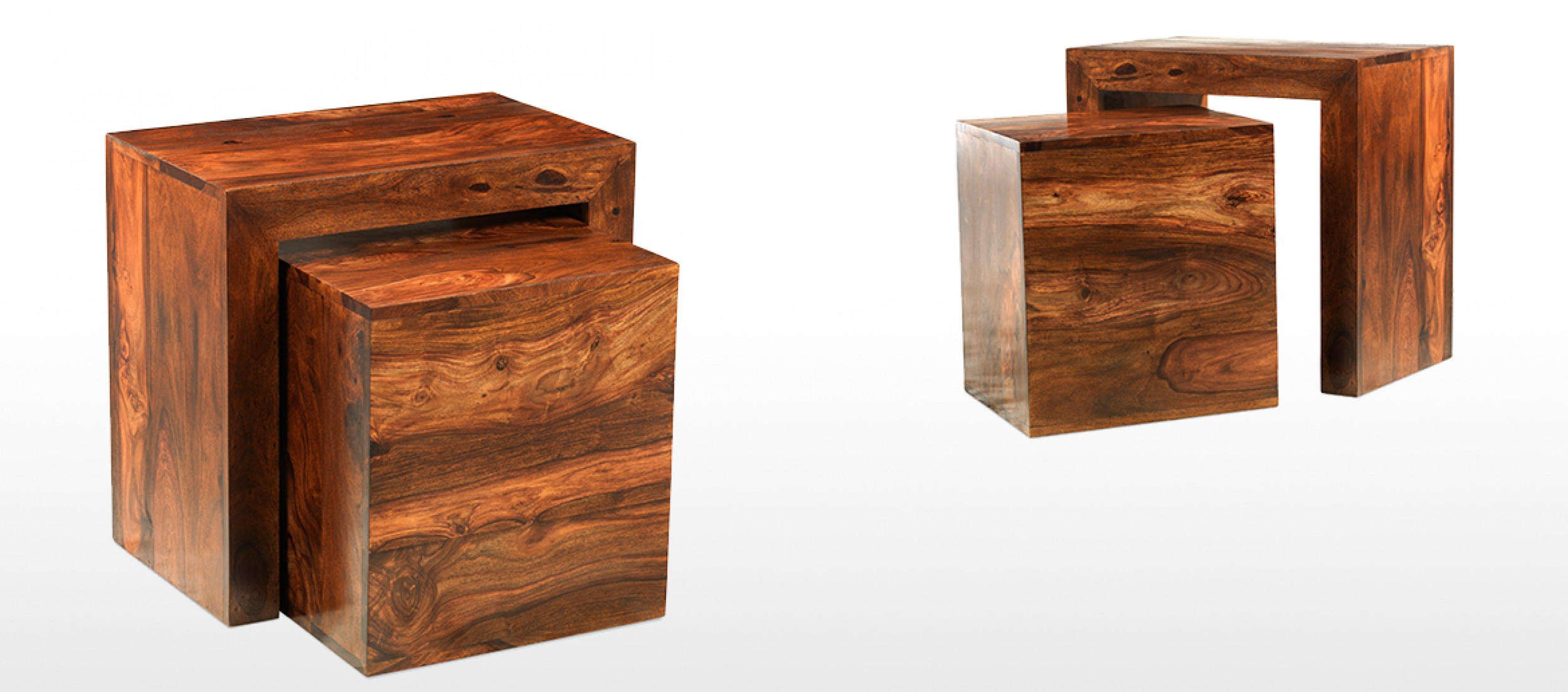 Cube Sheesham Cube Nest of Tables | Quercus Living