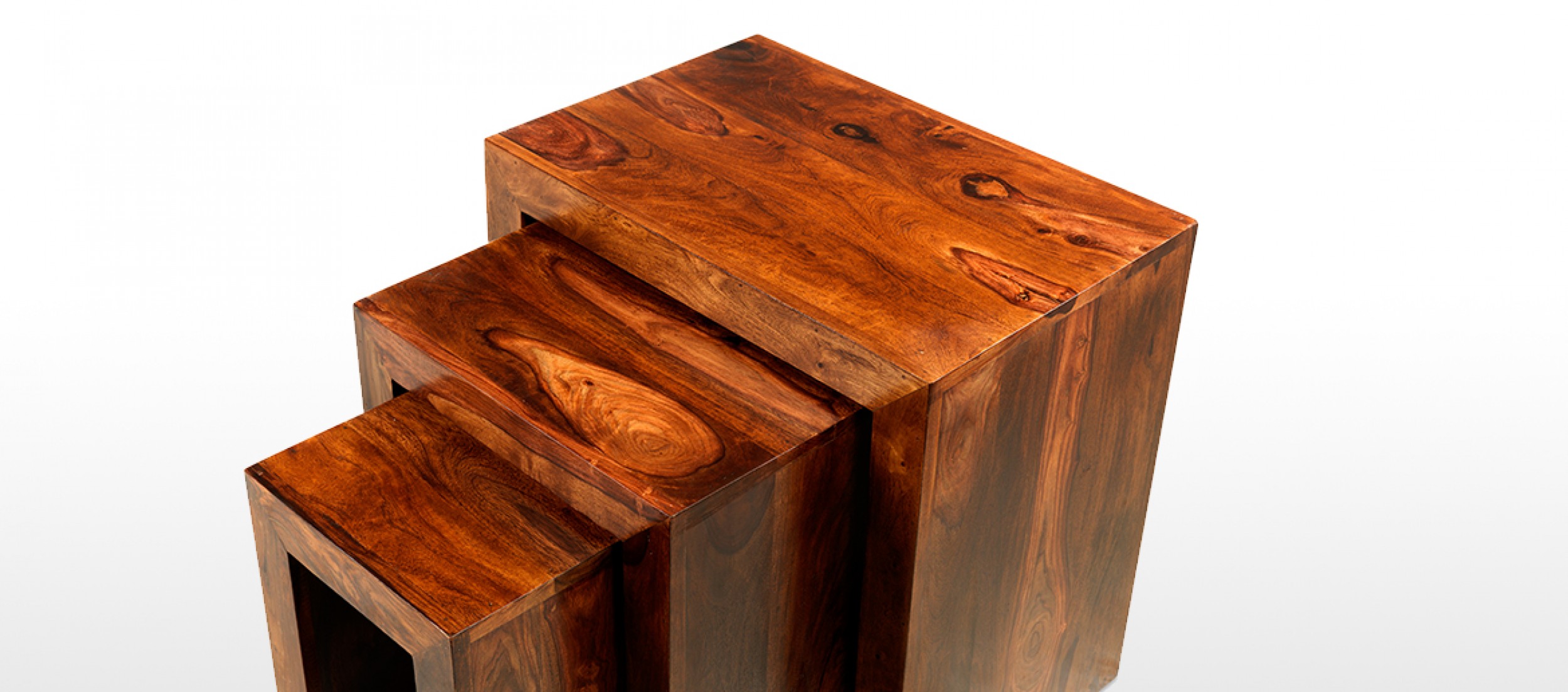 Cube Sheesham Nest of 3 Tables | Quercus Living