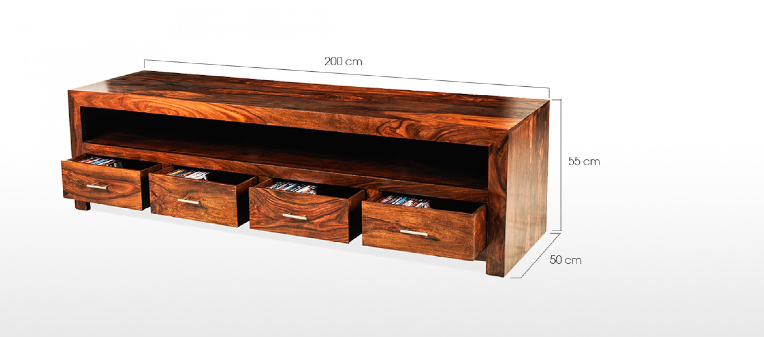 Cube Sheesham Long Plasma TV Cabinet | Quercus Living
