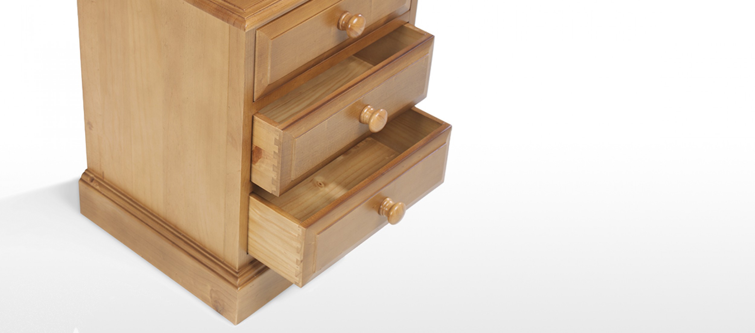 Essentials Pine 3 Drawer Bedside Cabinet | Quercus Living