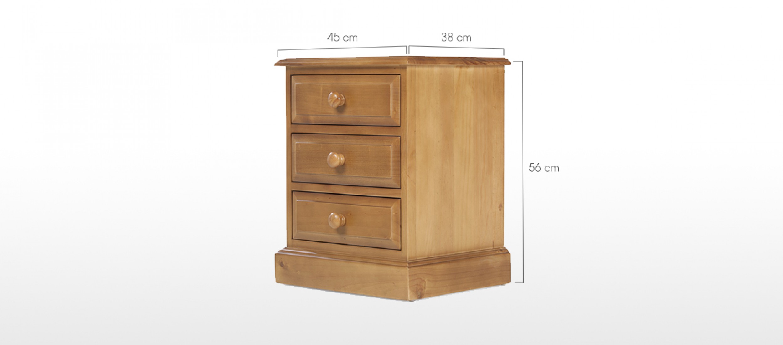 Essentials Pine 3 Drawer Bedside Cabinet | Quercus Living