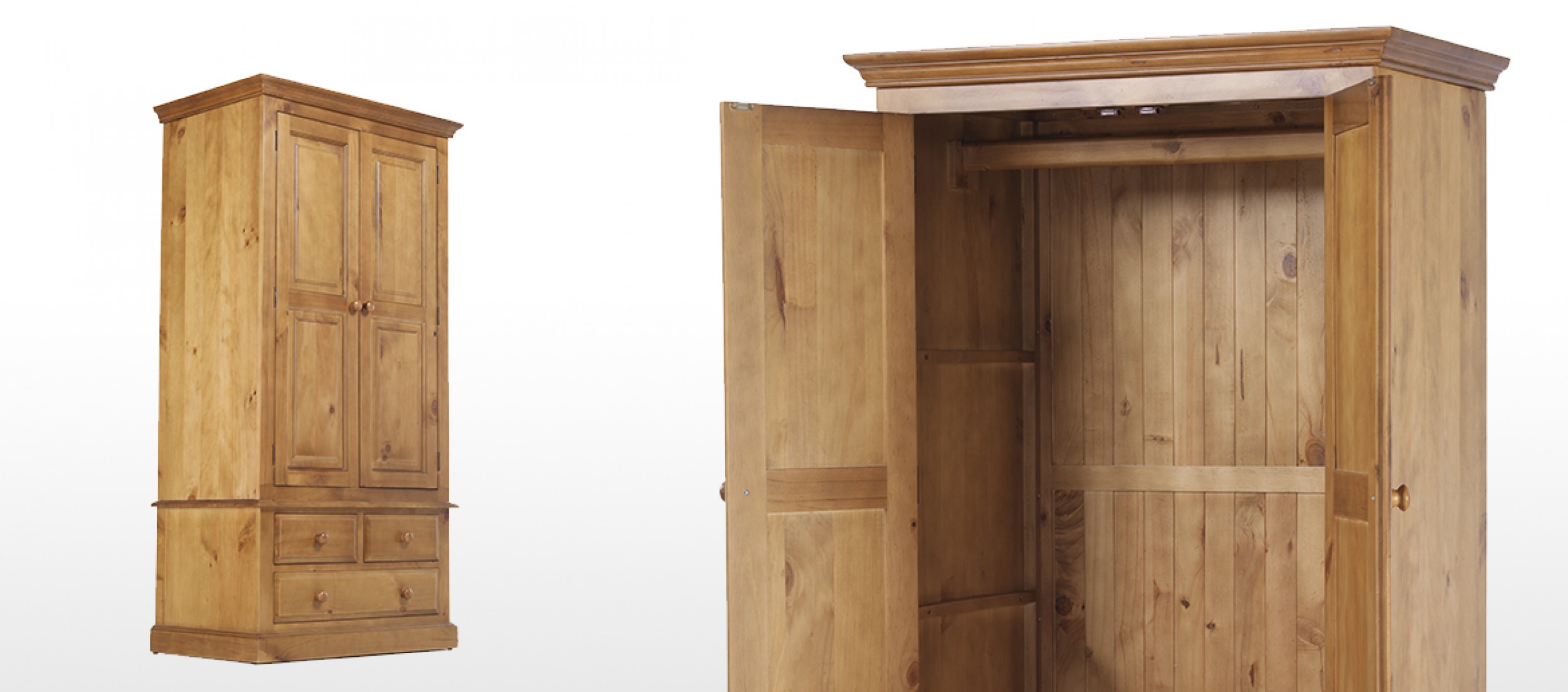 Essentials Pine Gents Double Wardrobe | Quercus Living