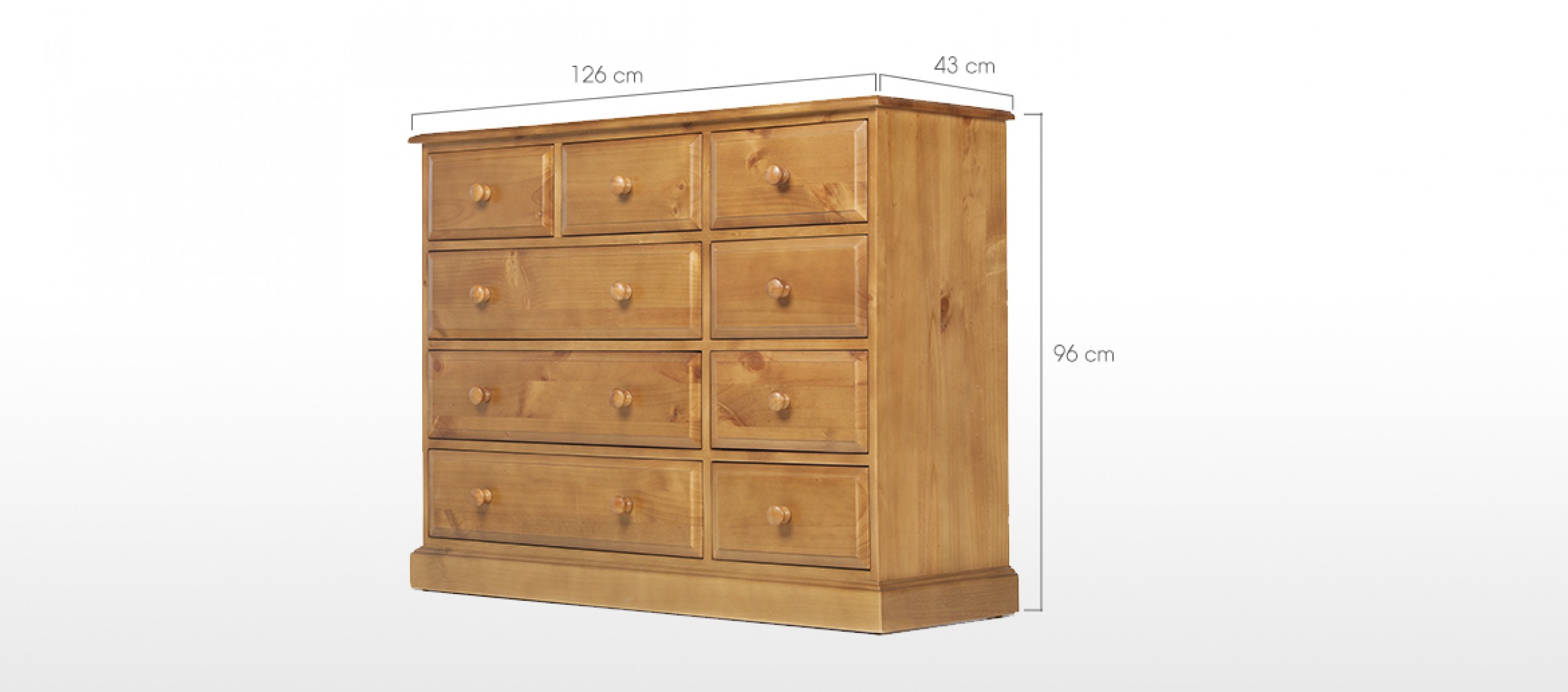 Essentials Pine 9 Drawer Chest of Drawers | Quercus Living