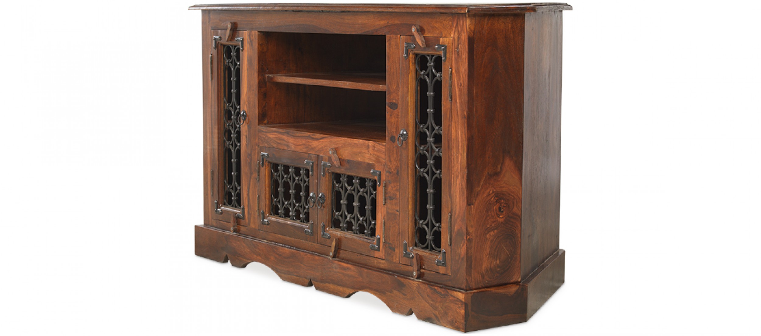 Jali Sheesham Corner TV Cabinet | Quercus Living