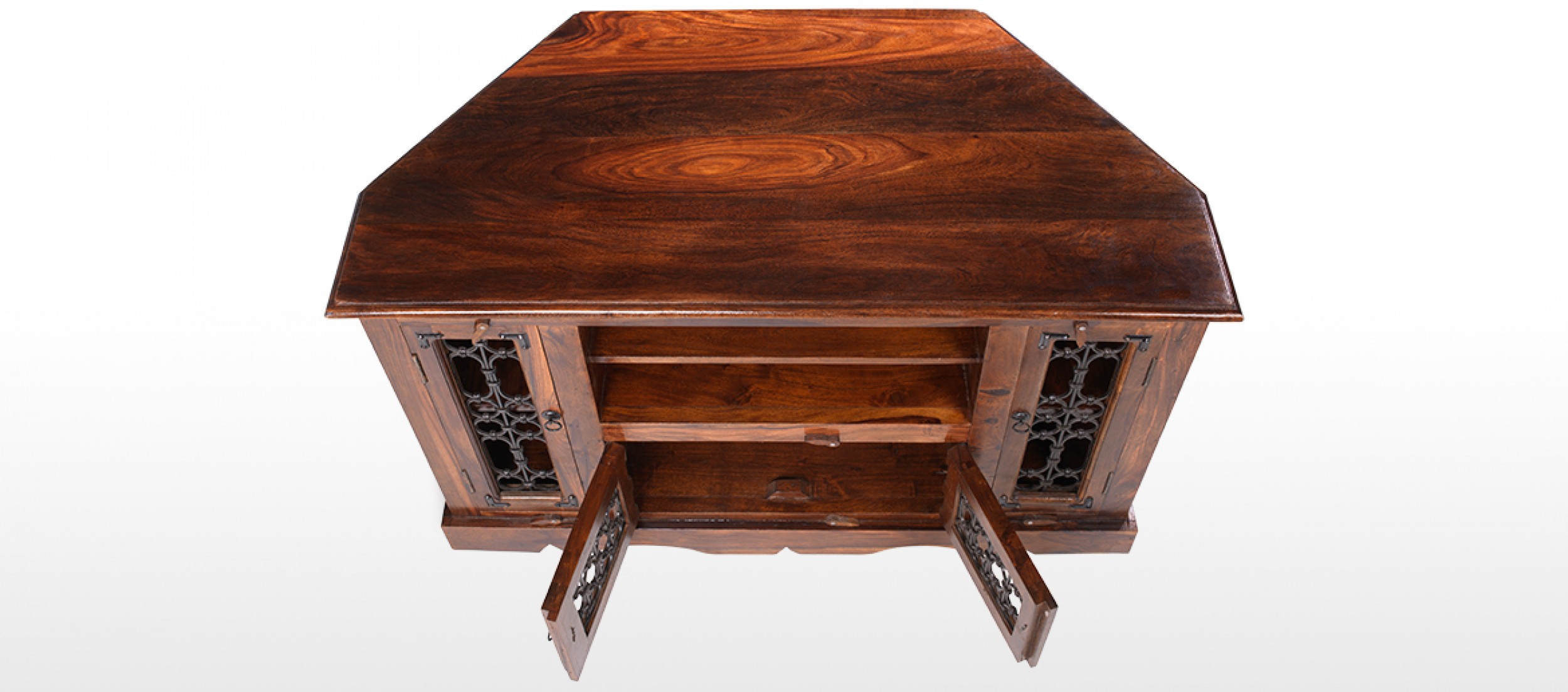 Jali Sheesham Corner TV Cabinet | Quercus Living