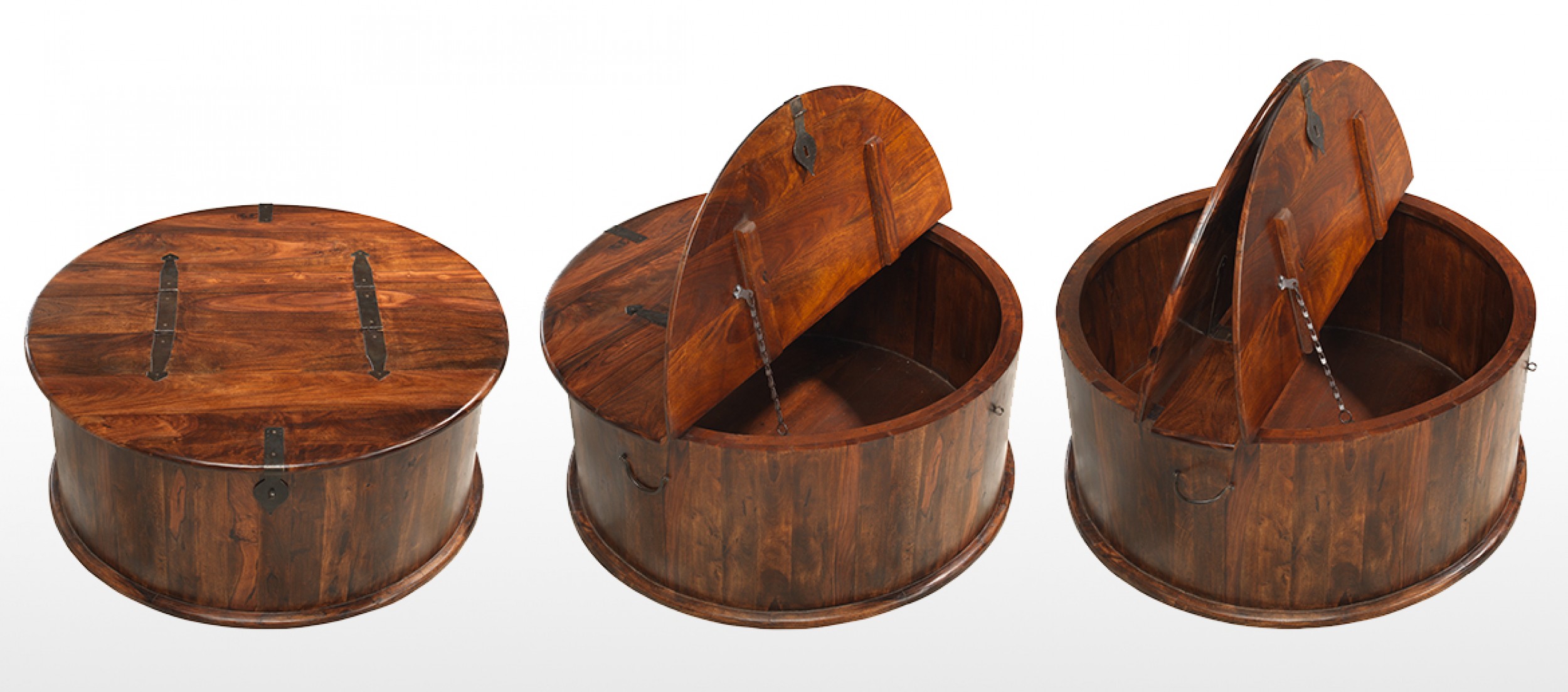 Jali Sheesham Round Coffee Trunk Box | Quercus Living